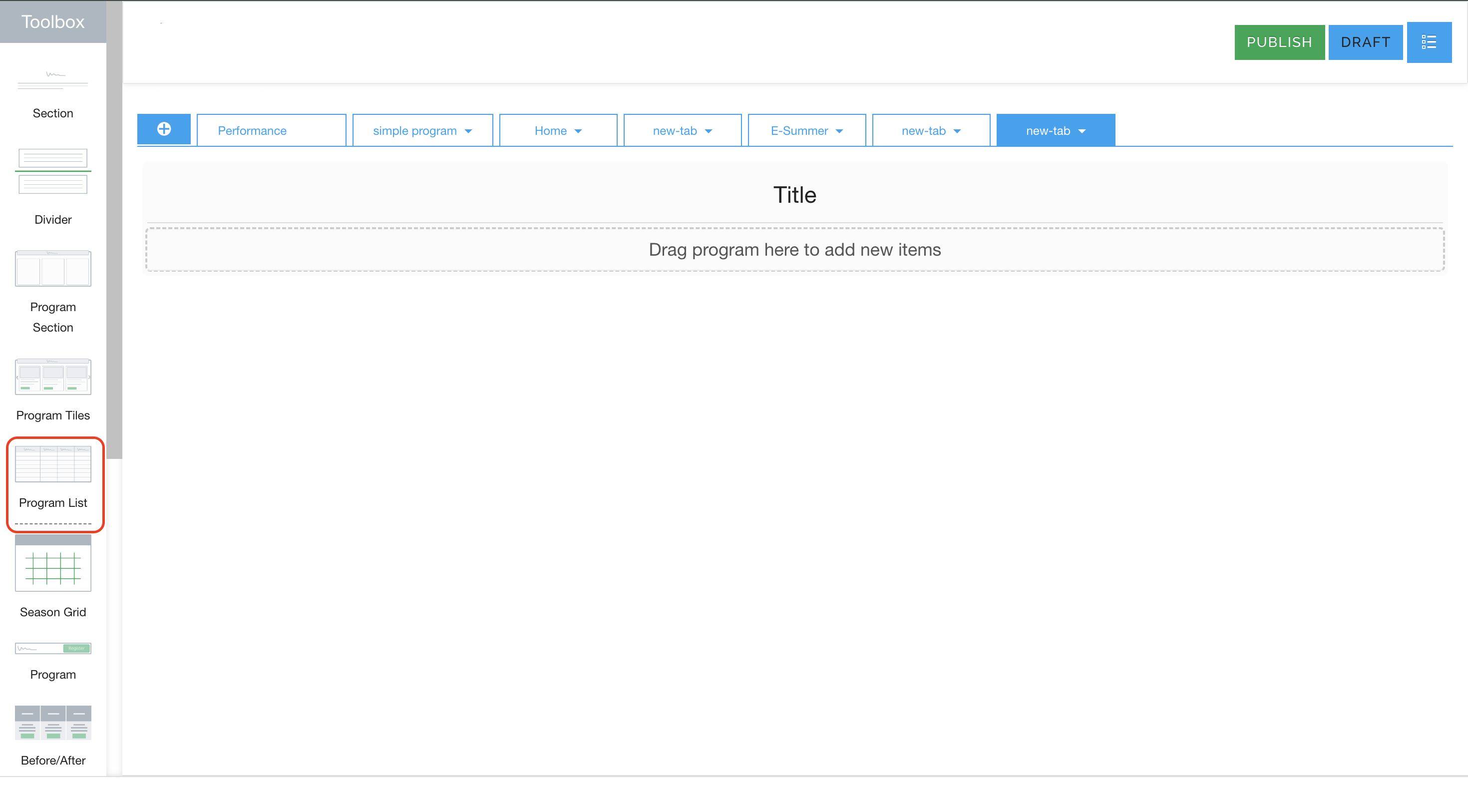 How to configure the program list widget on the Jumbula homesite?